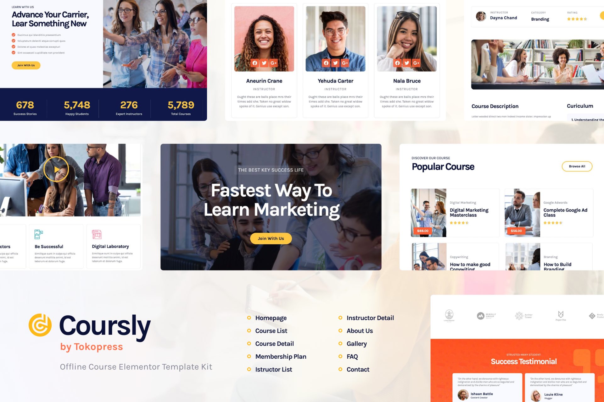 Coursly - Education & Offline Course Elementor Template Kit - TokoPress